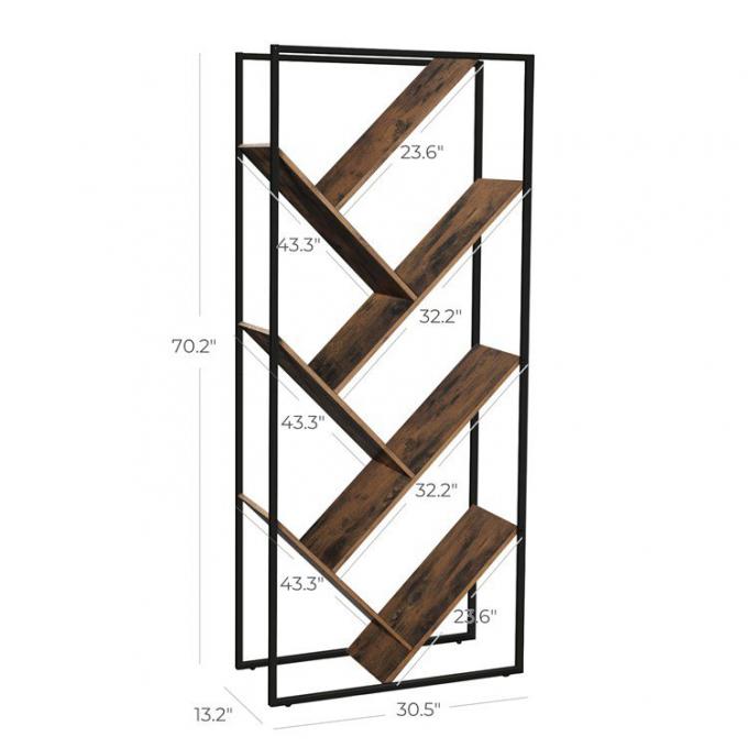 Asymmetrical Diagonal Metal And Wood Book Shelves Modern Tree Shaped ...